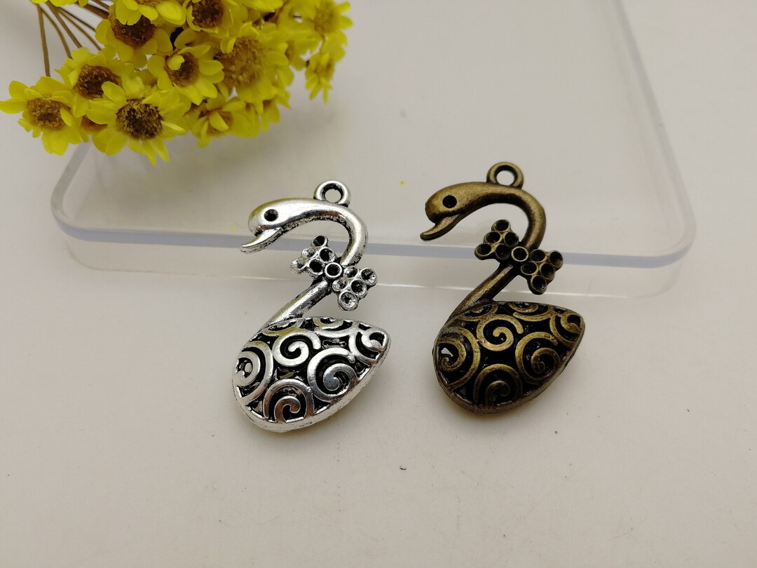 6/20 Pieces Metal Goose Swan Bird Pendant Necklace Earring Keychain ...