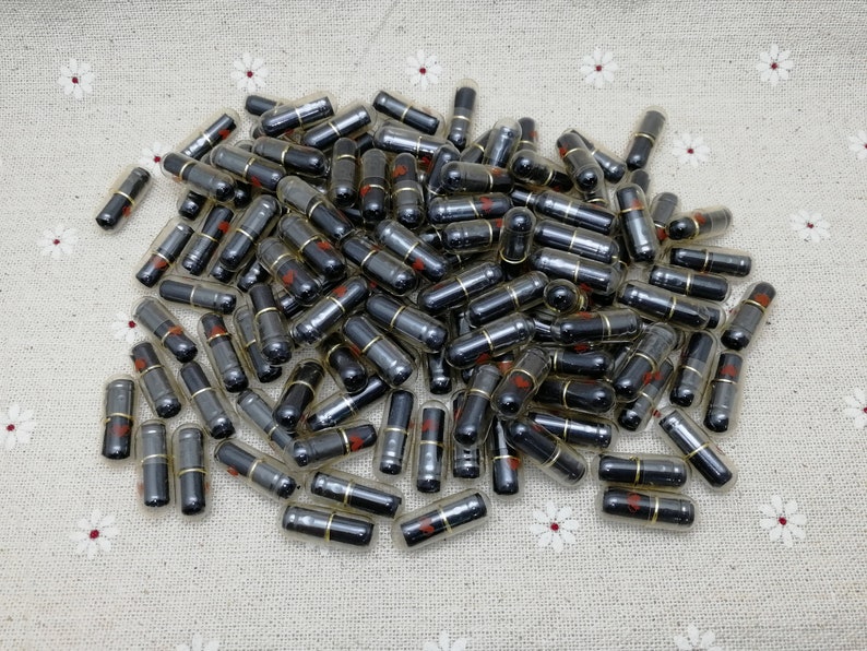 Clear Color Heart Wish Message Pill Capsule Charm With Black Color ...