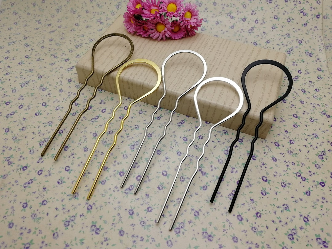 6/20/50 Pieces Metal U Shape Hair Fork Pin Clip Headband Blank ...