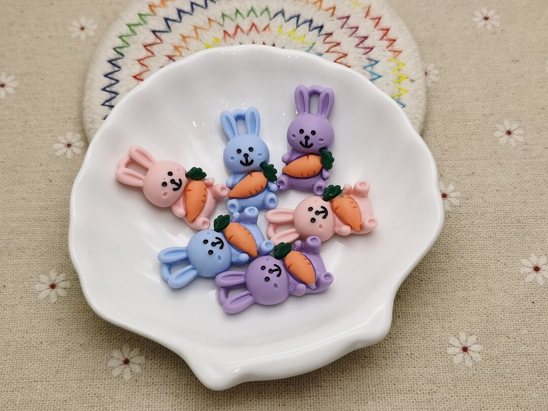 6/20 Pieces Plastic Rabbit Bunny Hare Carrot Radish Pendant Charm ...