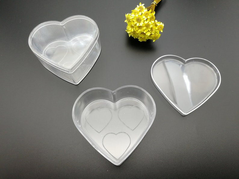 4 Pieces 75x70x33mm Heart Shape Clear PS Plastic Box , Jewelry Bead ...
