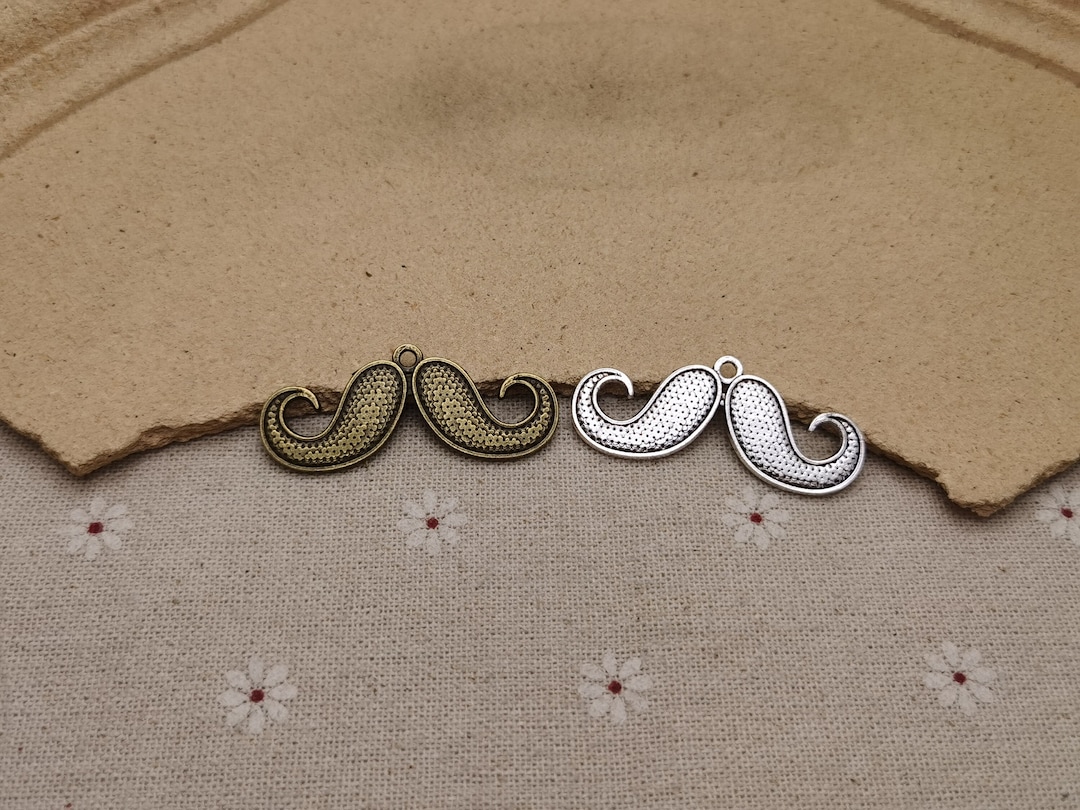 6/20 Pieces Metal Beard Mustache Pendant Necklace Earring Keychain ...