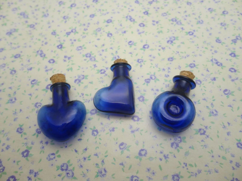 2/10 Pieces Royal Blue Color Small Mini Glass Bottle With Cork Glass ...