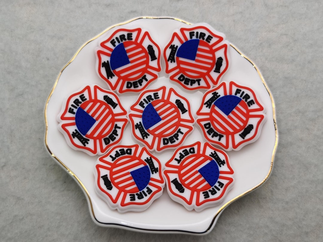 Silicone Bead Firefighter Fireman Medal Fire DEPT Focal Bead for Pen ...
