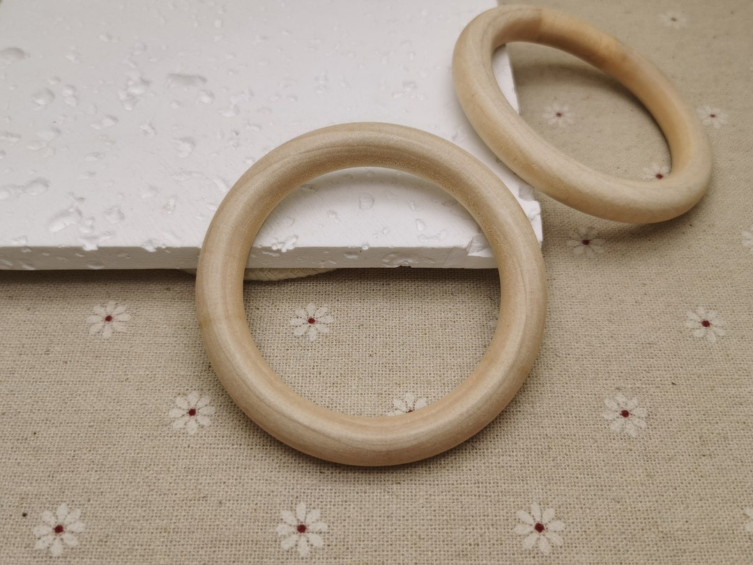 6/30 Pieces 8CM Width Natural Wood Round Ring Circle Hoop Charm ...