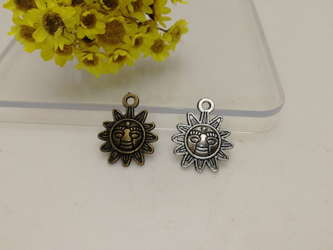 20 / 100 Pieces , Metal Sun Smile Face Pendant Charm , Handmade Jewelry ...