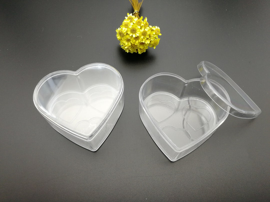 4 Pieces 75x70x33mm Heart Shape Clear PS Plastic Box , Jewelry Bead ...