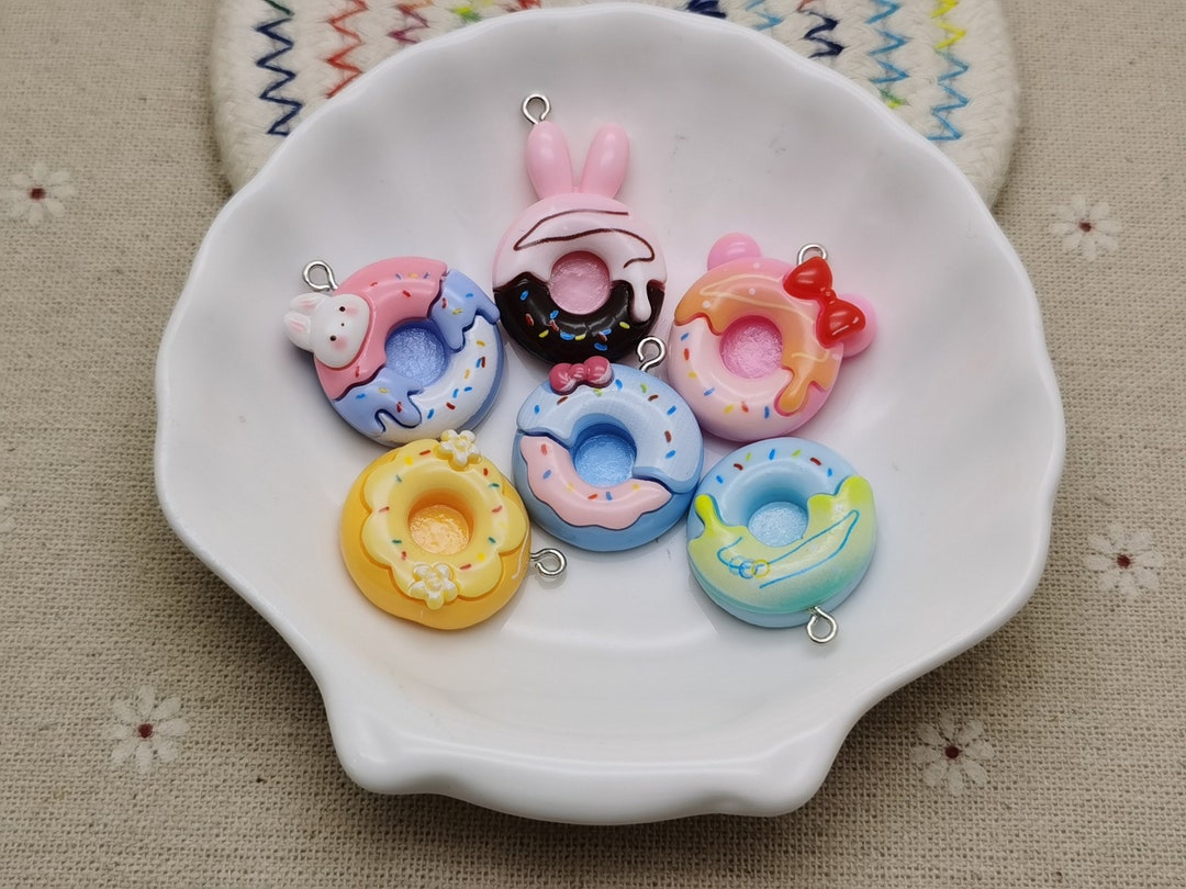 6/20 Pieces Plastic Doughnut Donut Pendant Charm , Resin Handmade ...