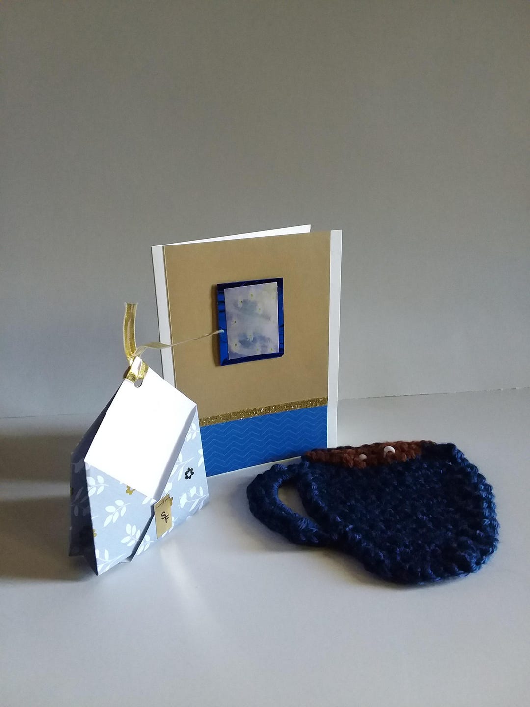 Me Time Gift Set: Crochet Coaster, Watercolor Art Card & Tea Bag Holder ...