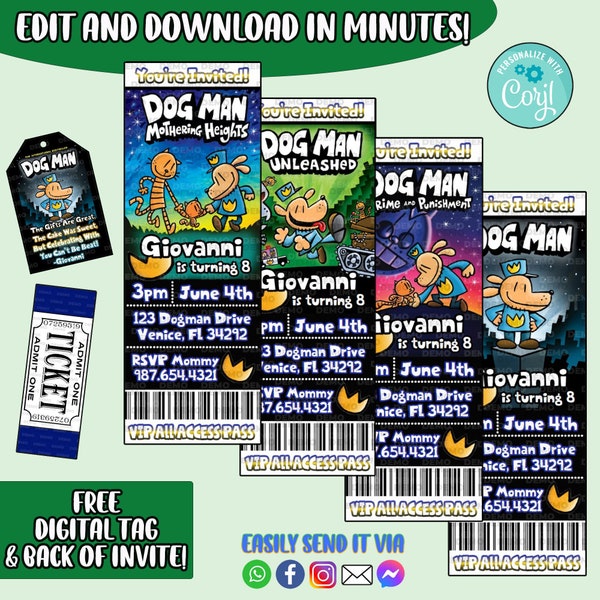 Dogman Birthday Invitation - Etsy
