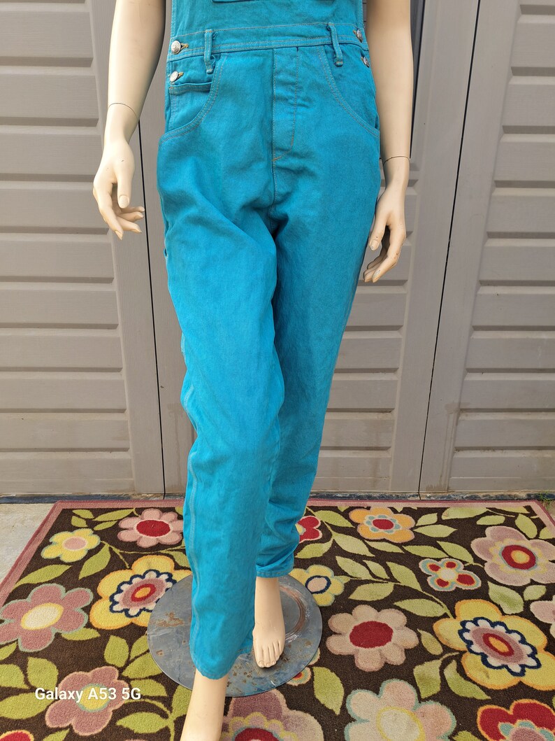 Vintage 80s Denim Overalls Teal Blue Hand Dyed Sz Small - Etsy
