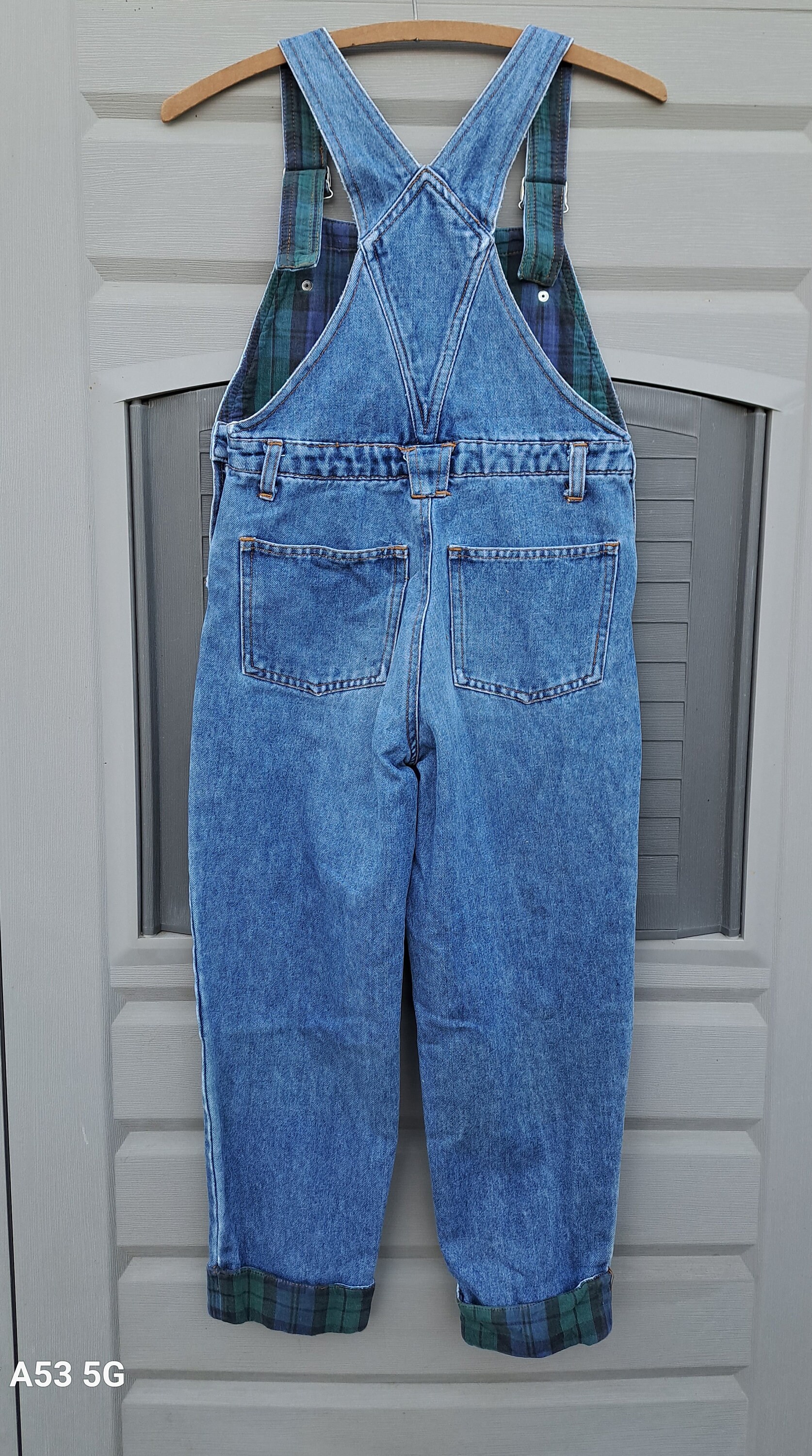 KIDS Vintage 80s Jax Girls Denim and Plaid Overalls - Etsy