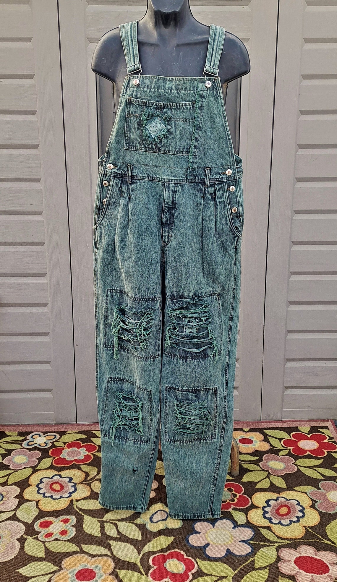 Vintage Denim Dark Green Overalls Size Large and Tall - Etsy
