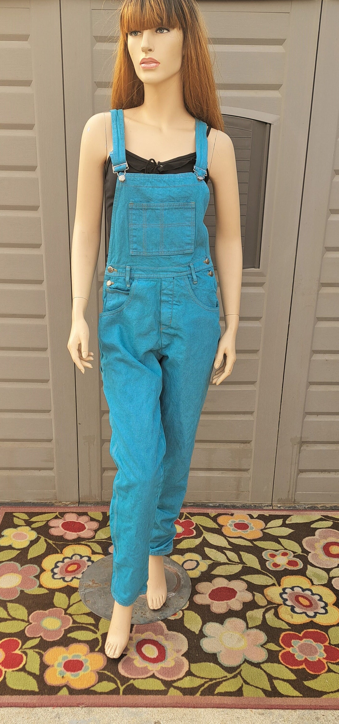 Vintage 80s Denim Overalls Teal Blue Hand Dyed Sz Small - Etsy