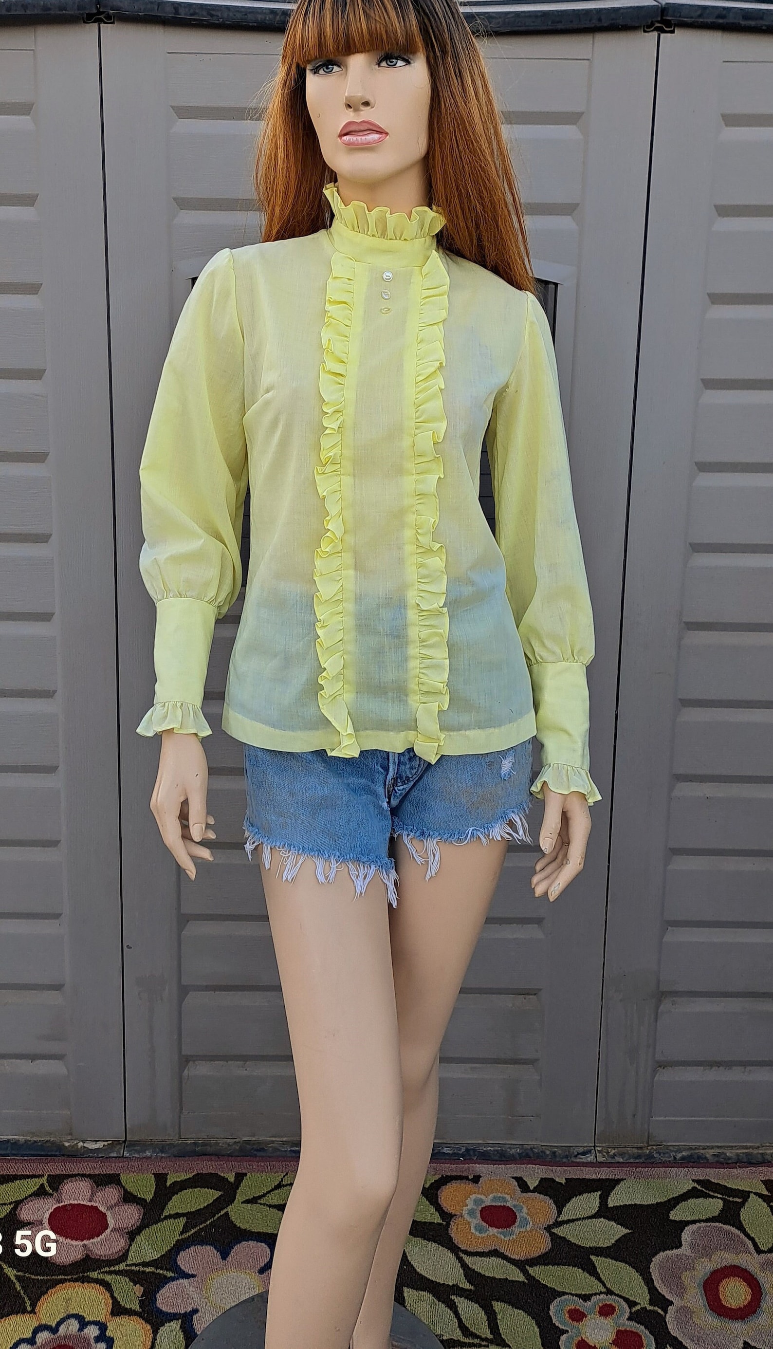 Vintage 70's Yellow Ruffle Top Tuxedo Ruffle Shirt Top Vintage 70's - Etsy