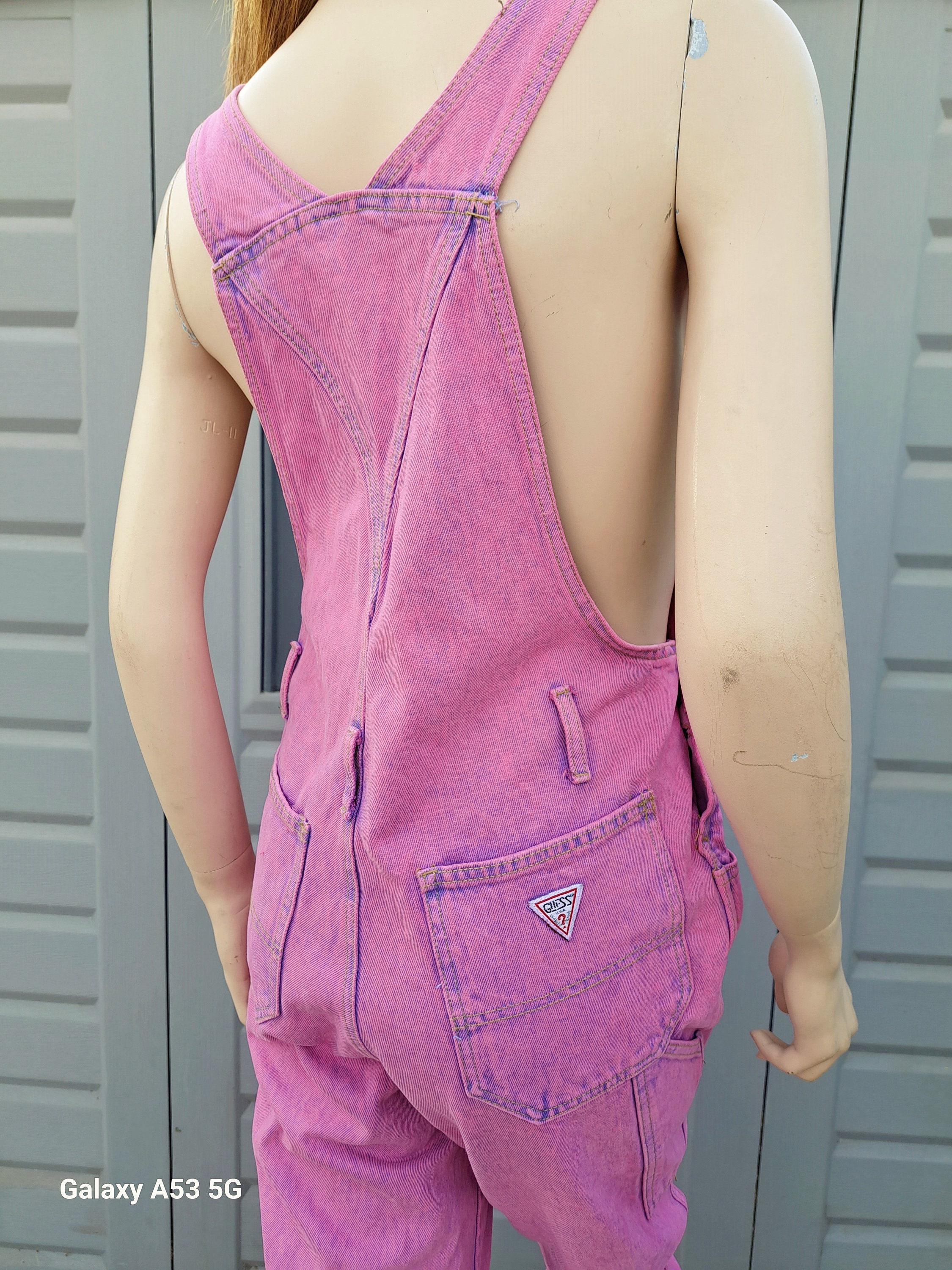 Vintage 80s GUESS Denim Pink Overalls Sz Small - Etsy