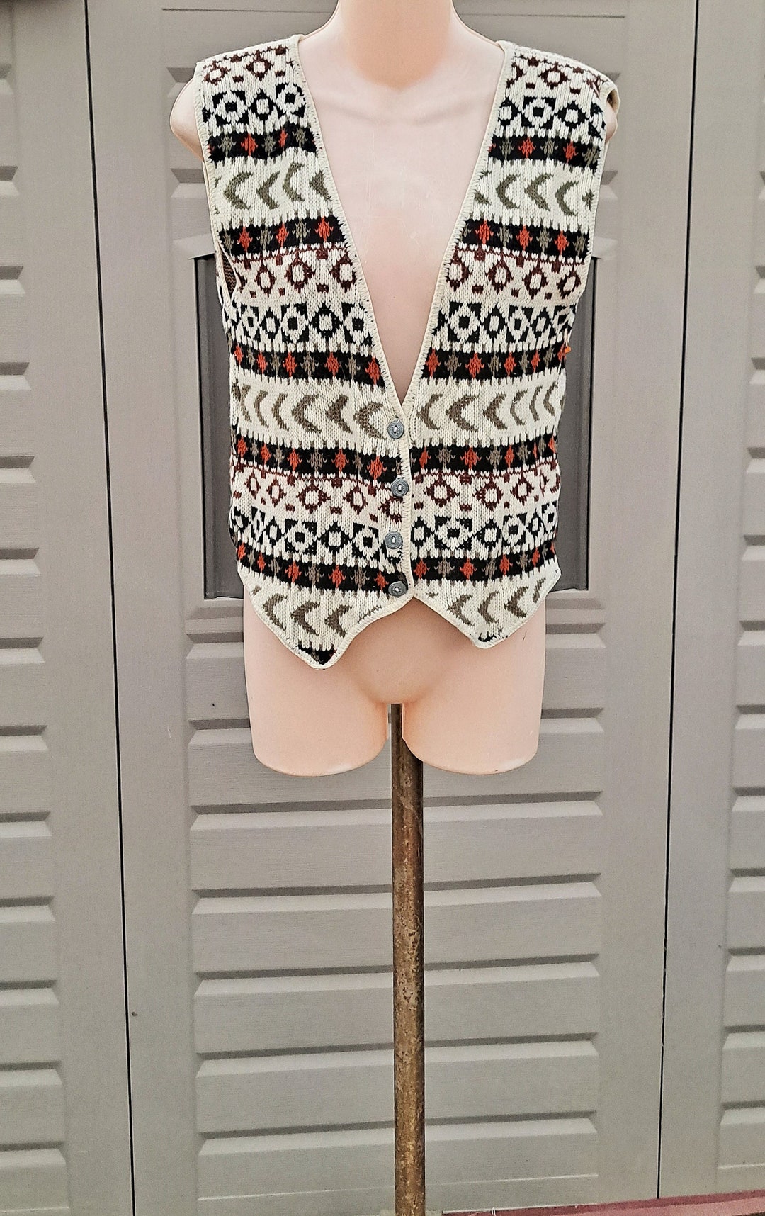 Vtg 70's Acrylic Sweater Vest Backroad Blues - Etsy