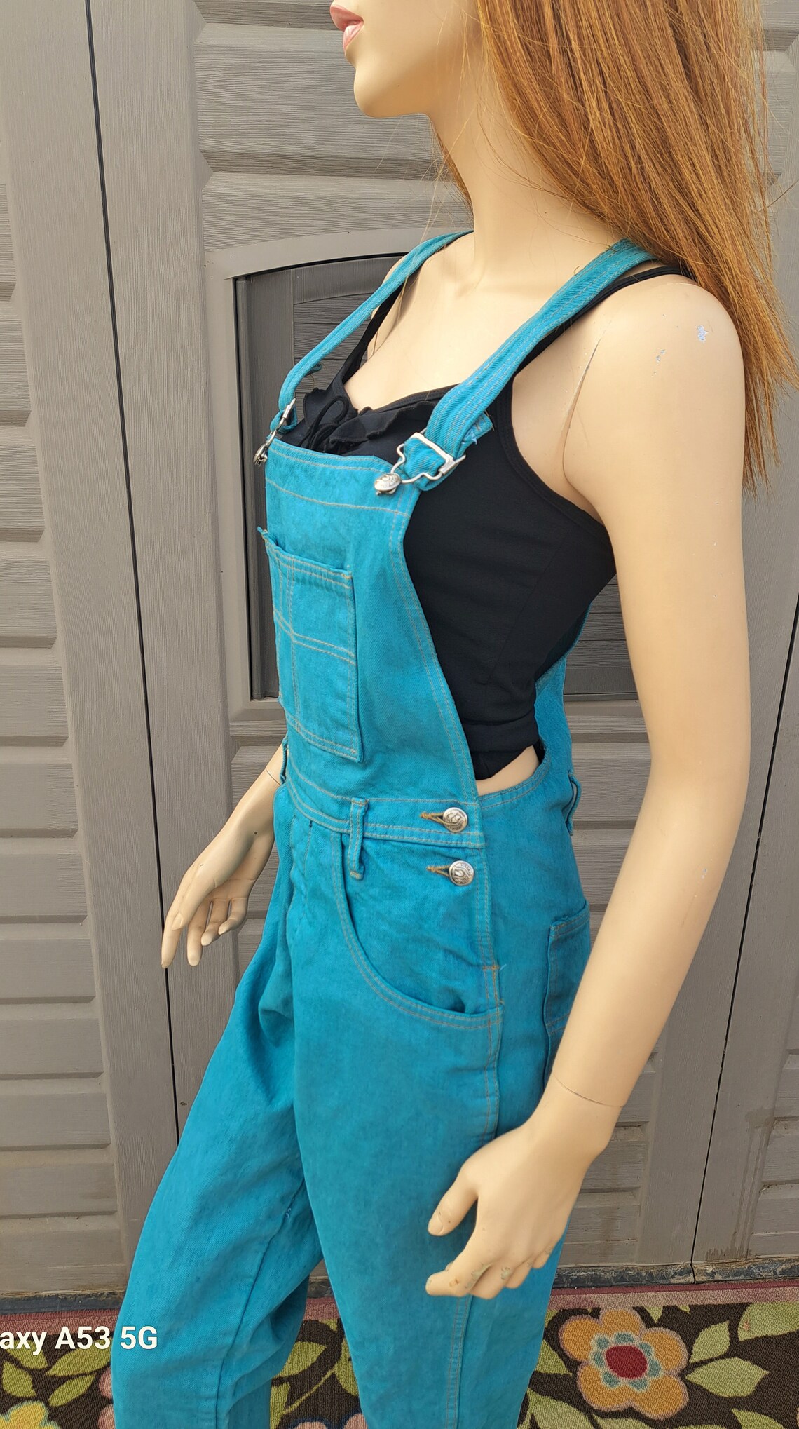 Vintage 80s Denim Overalls Teal Blue Hand Dyed Sz Small - Etsy
