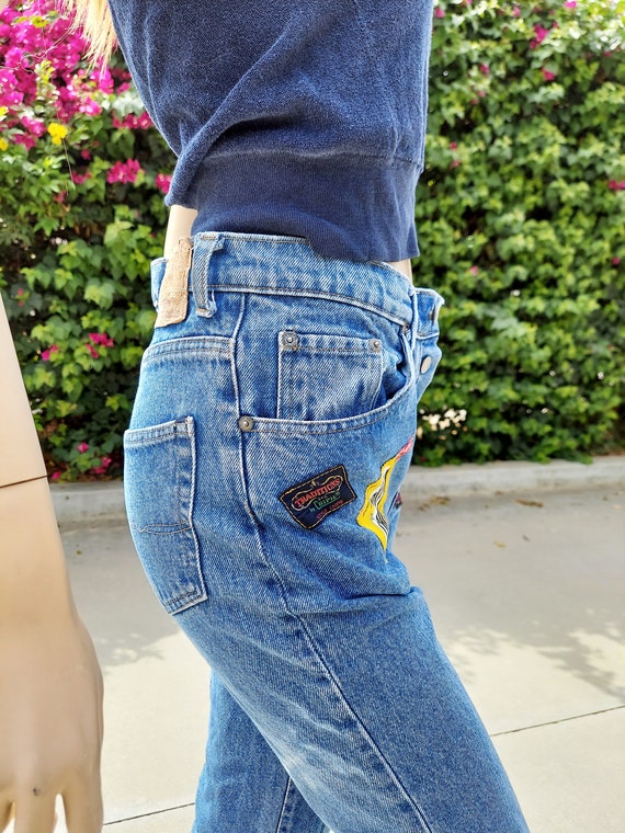 Vintage 80s Chipie Denim Jeans with patches High Wais… - Gem