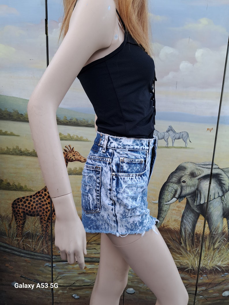 Vtg 80's High Waist Bleached Acid Wash Distressed Cut off Denim Shorts ...