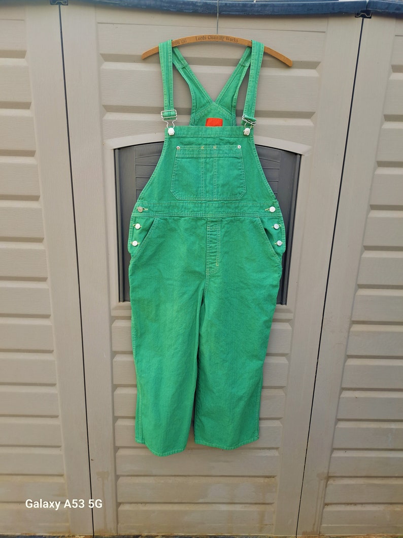 Green Denim Capri Length Overalls Gloria Vanderbilt and Hand Dyed Sz ...