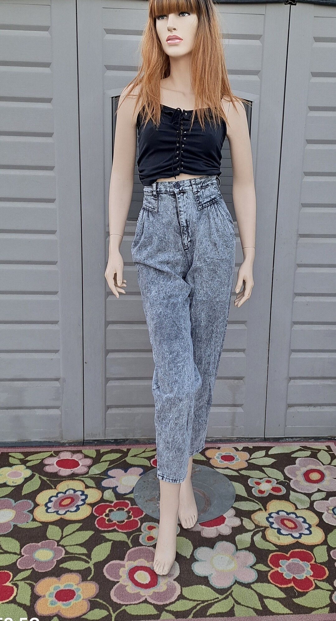 80's Cherokee Gray Black Acid Washed Denim Jeans...usa Made...high ...