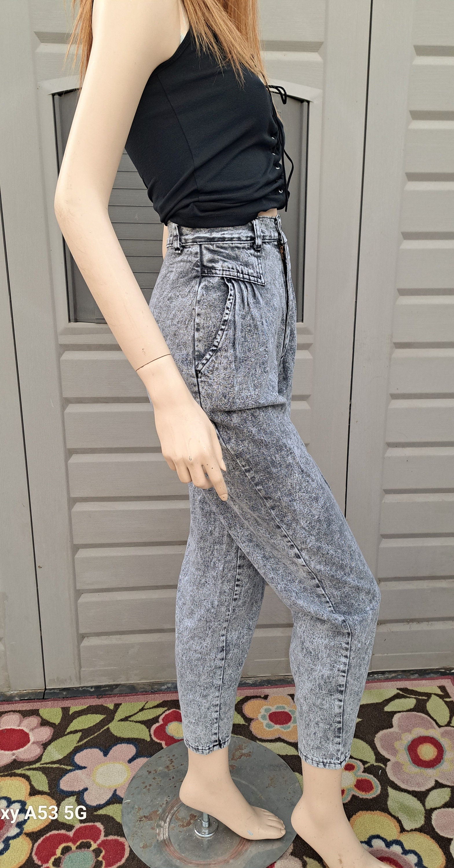 80's Cherokee Gray Black Acid Washed Denim Jeans...usa Made...high ...