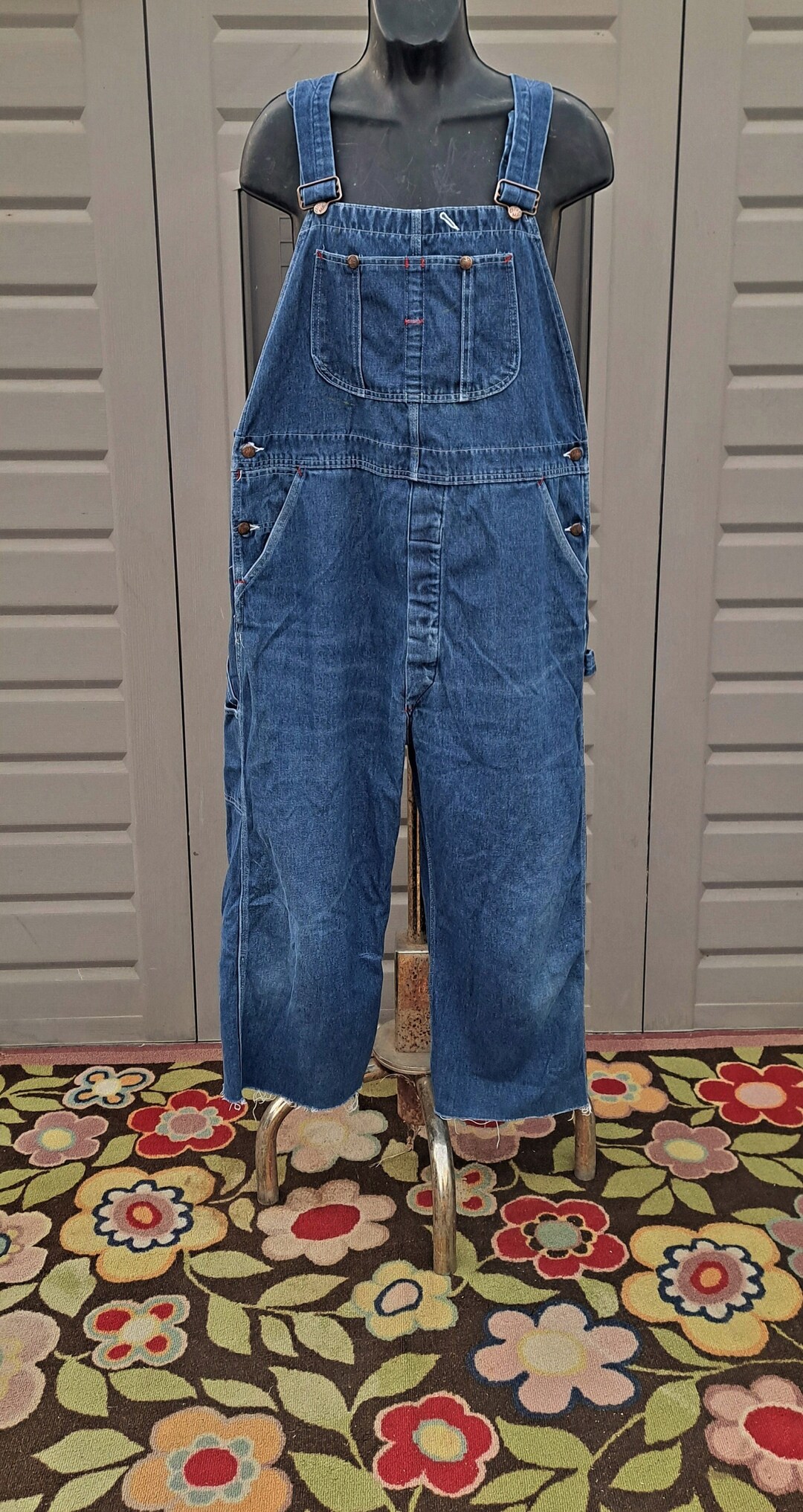 Vintage BIG Mac Dark Blue Denim Cut Offs Capri Length Overalls up to 42 ...