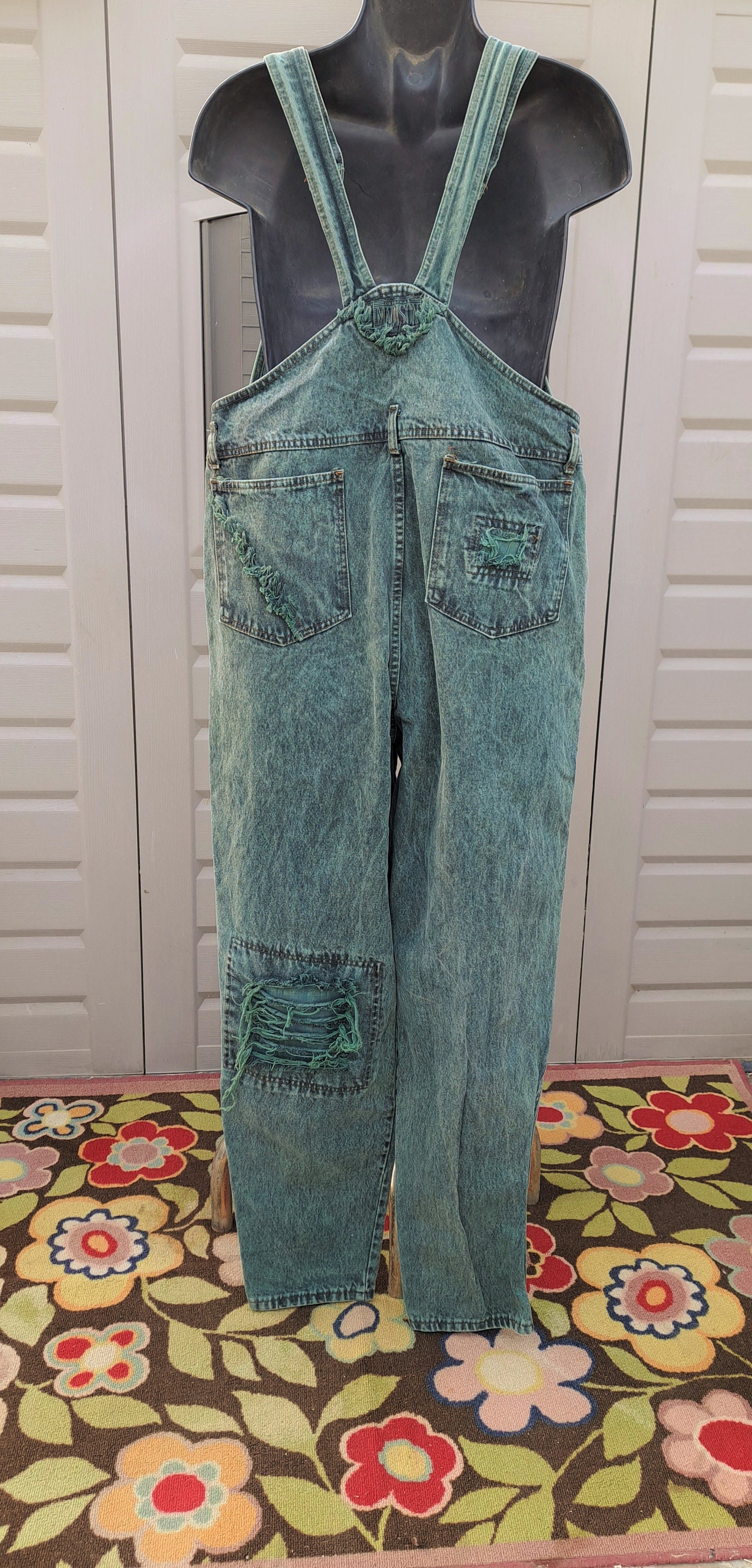 Vintage Denim Dark Green Overalls Size Large and Tall - Etsy