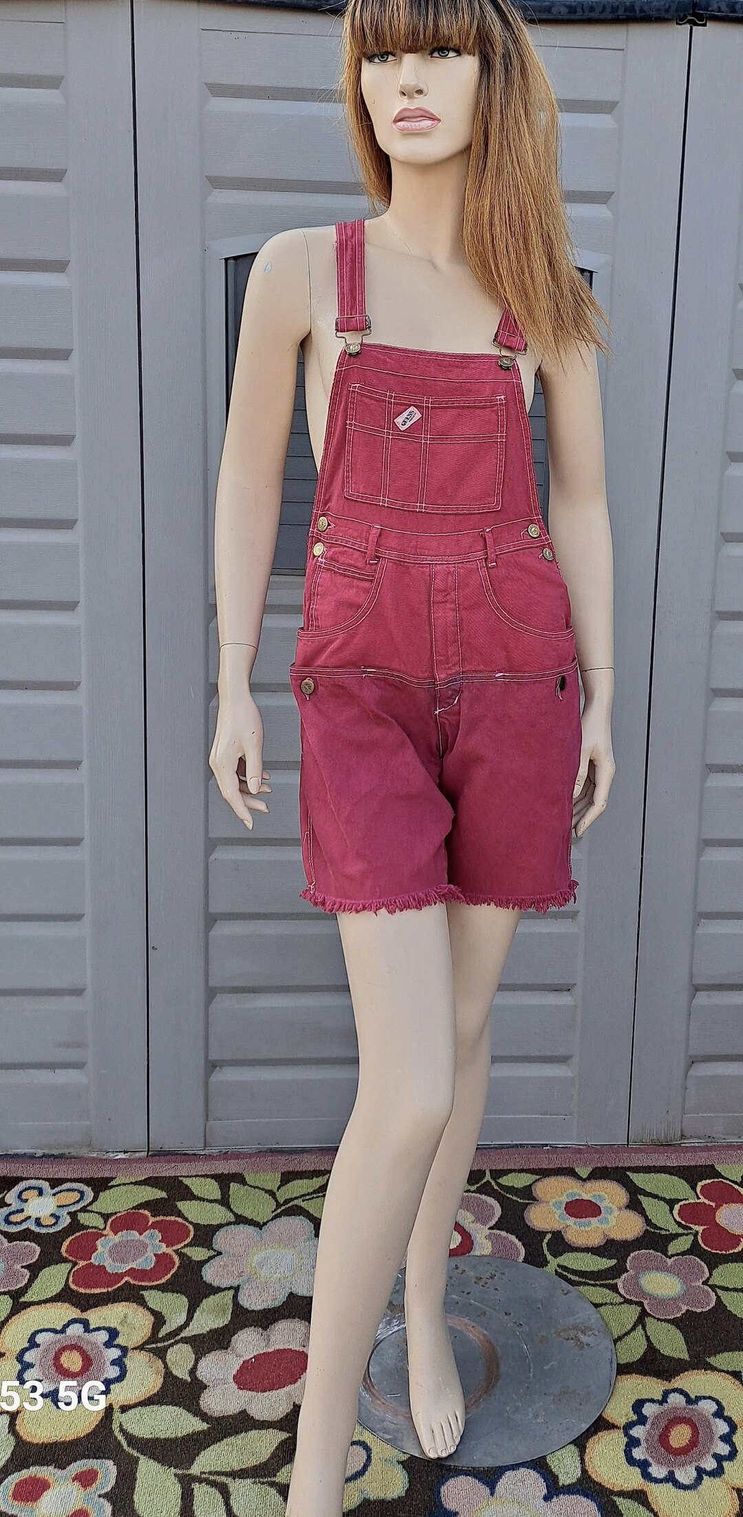 Vintage 80s Guess Cut off Denim Wine Color Shortalls Overalls Sz Small ...