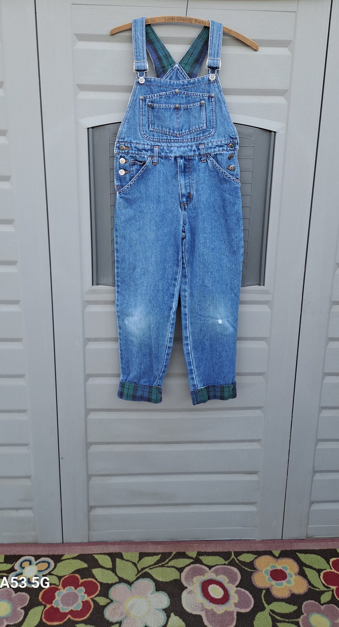 KIDS Vintage 80s Jax Girls Denim and Plaid Overalls - Etsy