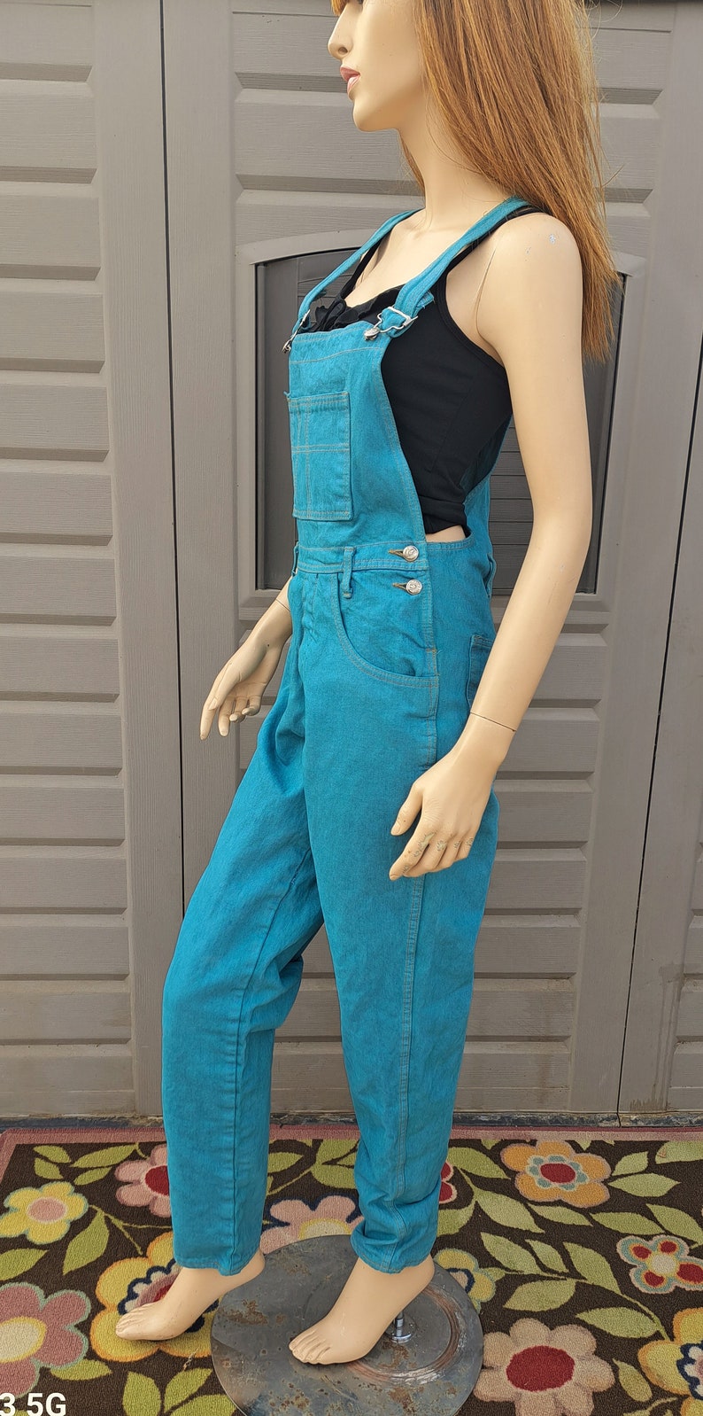 Vintage 80s Denim Overalls Teal Blue Hand Dyed Sz Small - Etsy