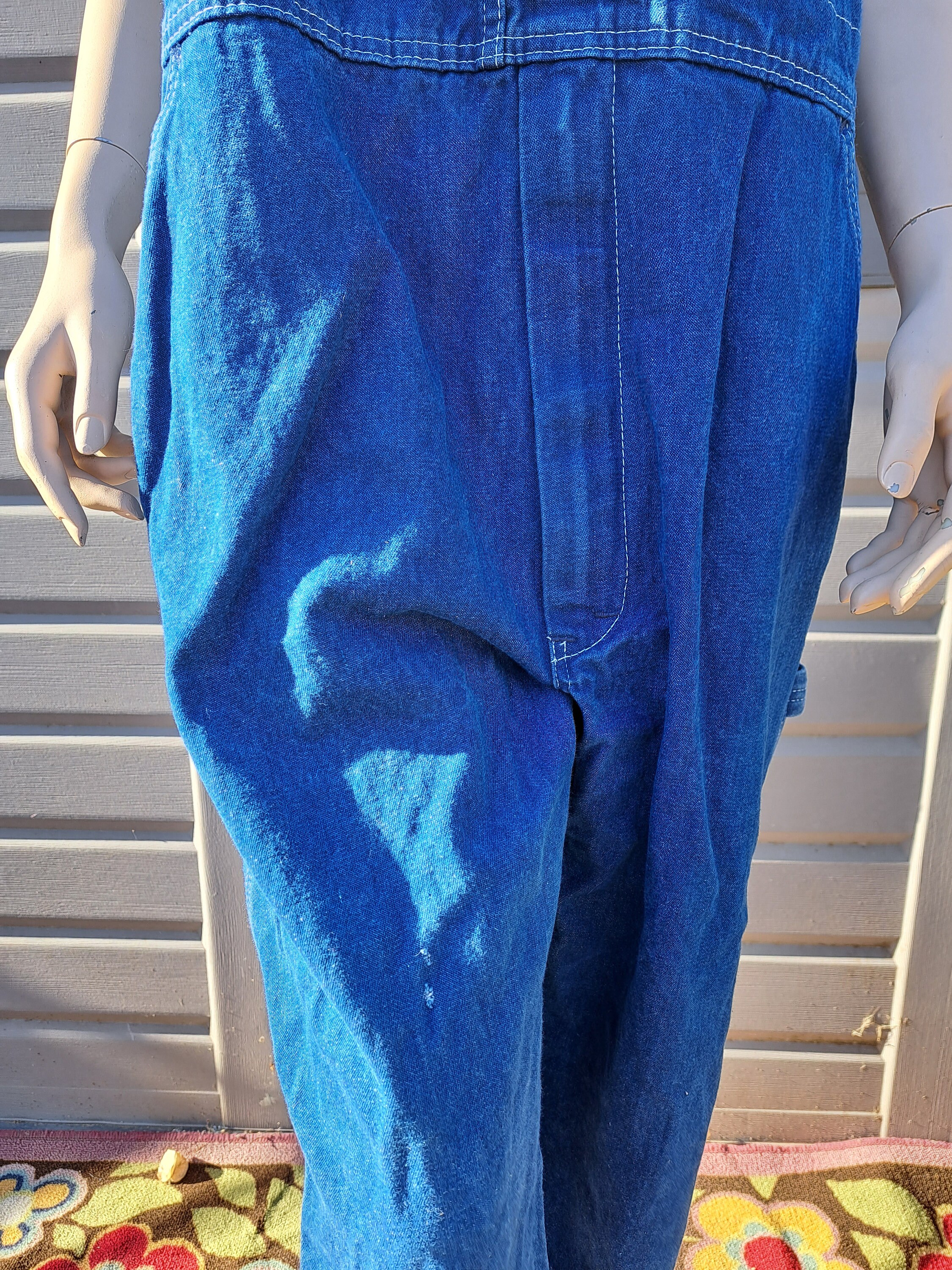 Vintage Key Imperial Dark Blue Denim Overalls Sz Large to XL - Etsy