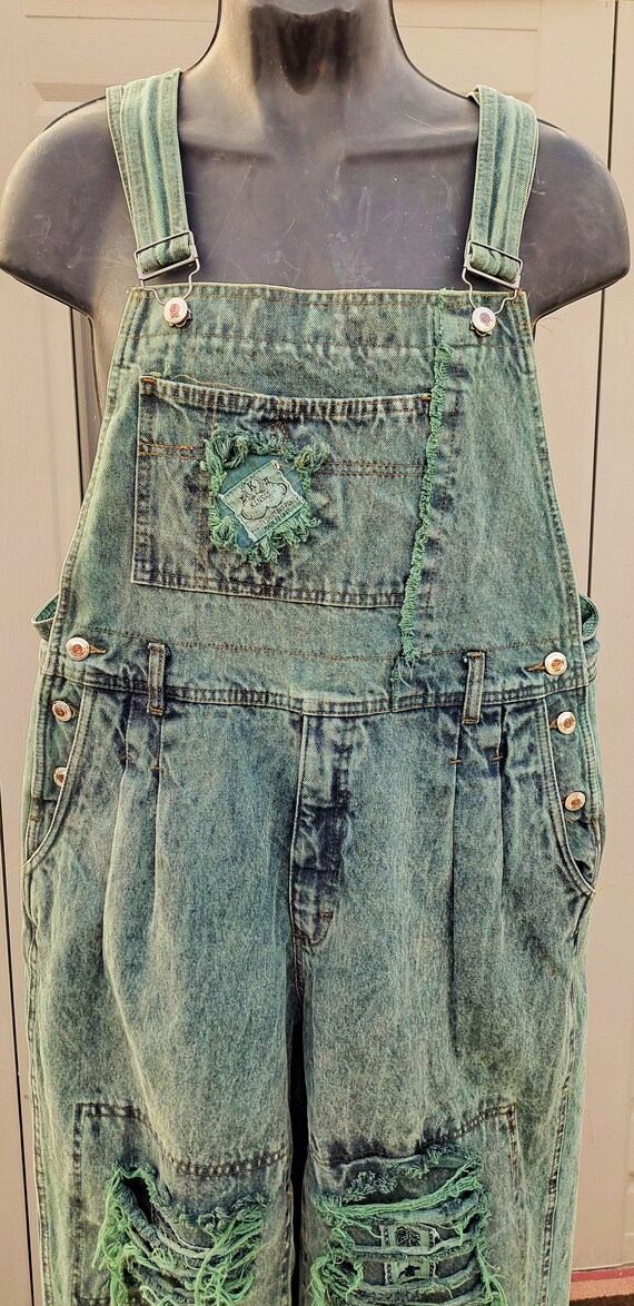 Vintage denim dark green overalls Size Large and ta… - Gem
