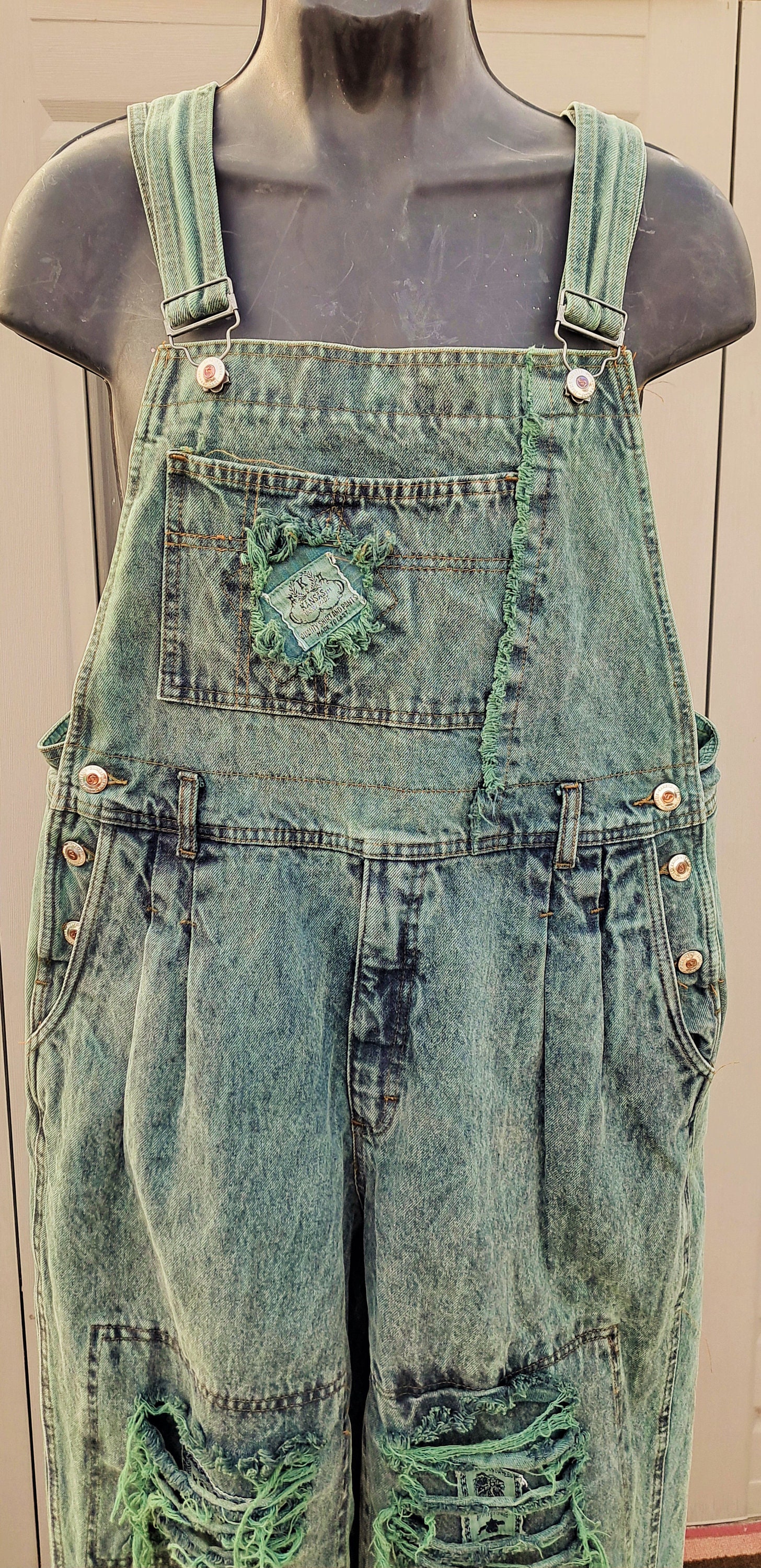 Vintage Denim Dark Green Overalls Size Large and Tall - Etsy