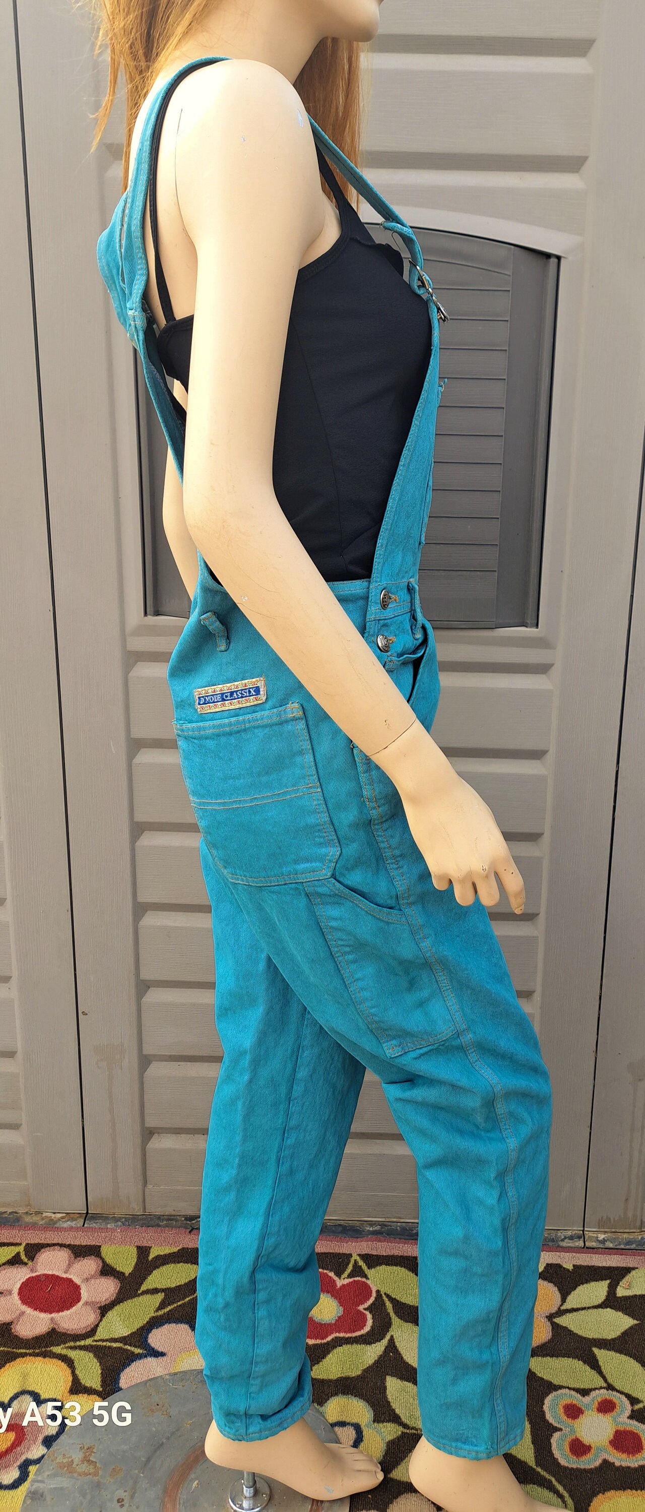 Vintage 80s Denim Overalls Teal Blue Hand Dyed Sz Small - Etsy