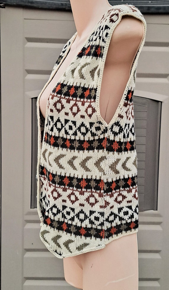 vtg 70's Acrylic sweater vest Backroad Blues - Gem