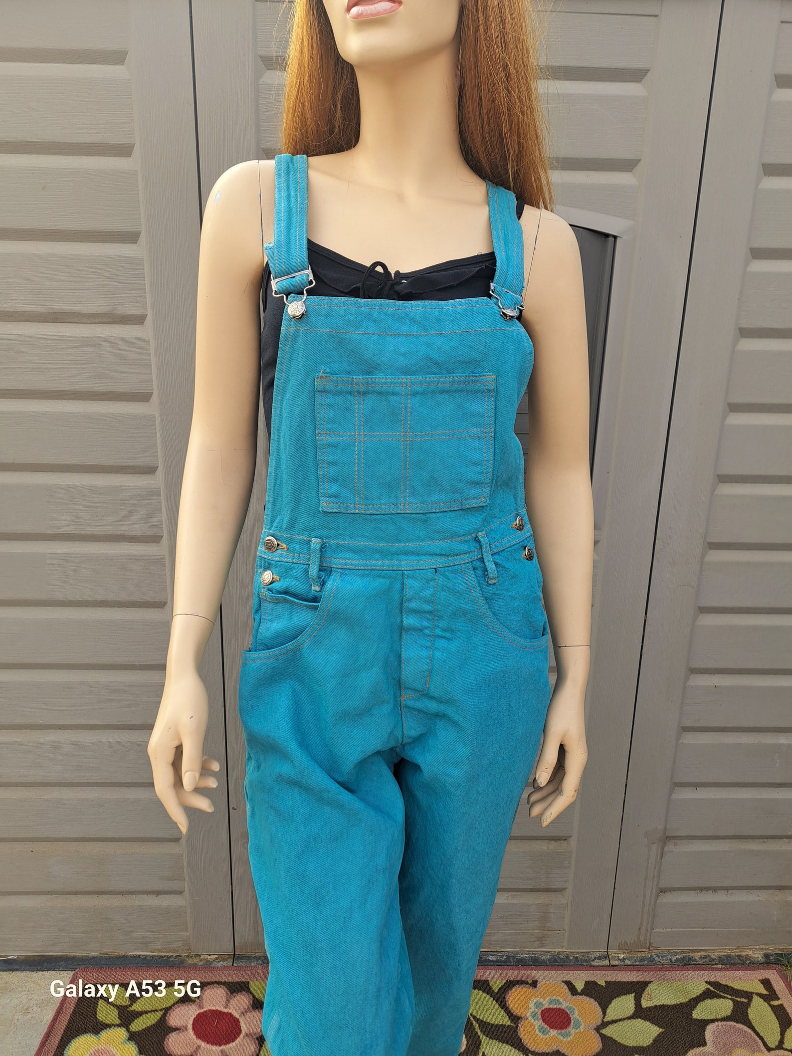 Vintage 80s Denim Overalls Teal Blue Hand Dyed Sz Small - Etsy
