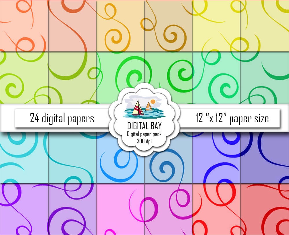 SWIRL Digital paper pack Instant download Scrapbook | Etsy