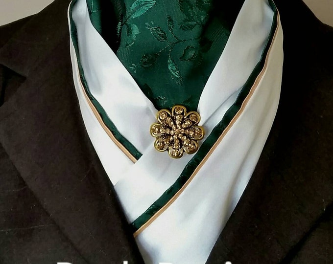 Doc's Designs Hunter Green Roses and Gold Dressage Stock Tie - Etsy