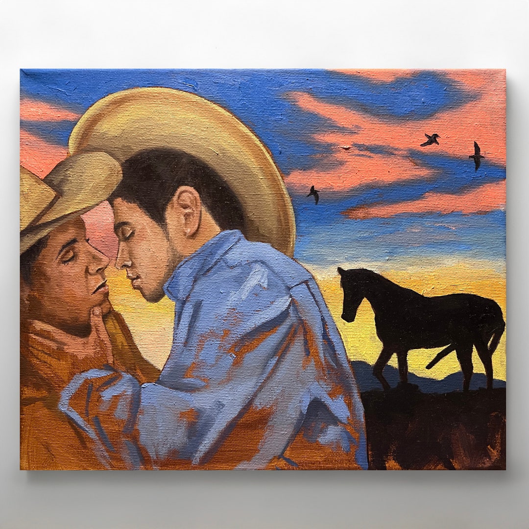 Cowboys Kissing Original Oil Painting on Canvas - Etsy