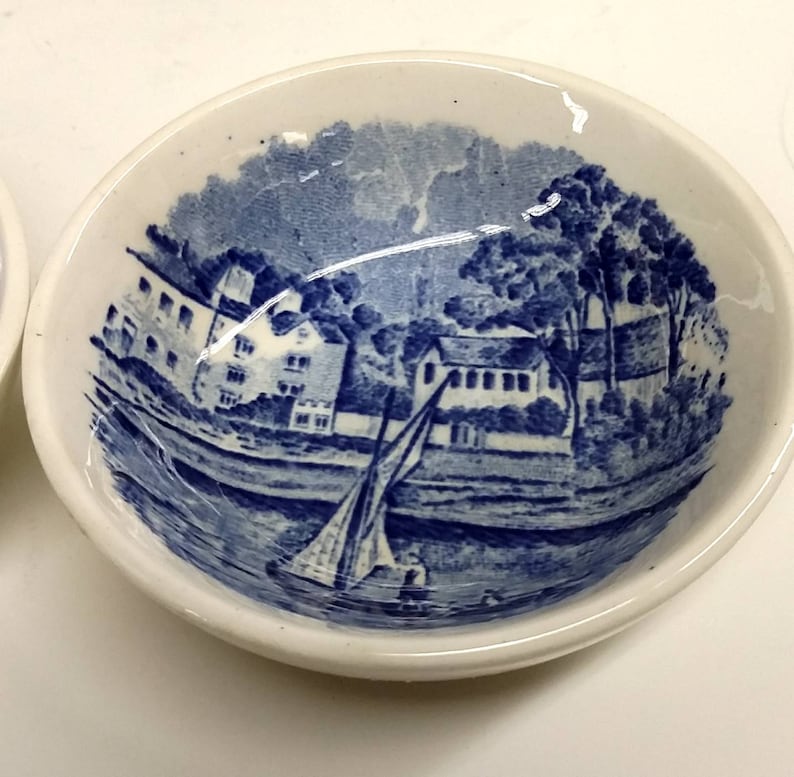 Set of 2 Thames River Scenes by Palissy Pottery, England, Tiny Blue ...