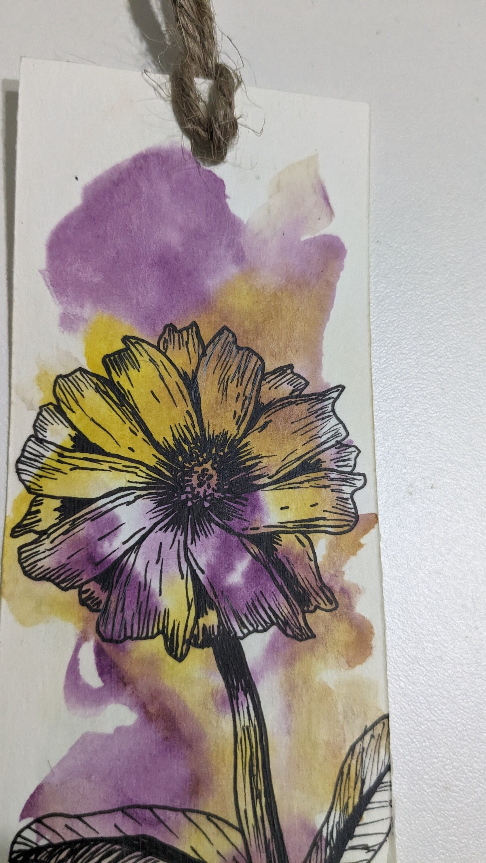 Watercolor Bookmark Flower Hand Painted Ink Drawing - Etsy