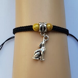Wolf Bracelet - Wolf Charm - Friendship Bracelet - Adjustable Bracelet ...