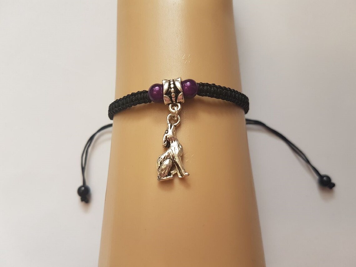 Wolf bracelet wolf charm friendship bracelet adjustable | Etsy