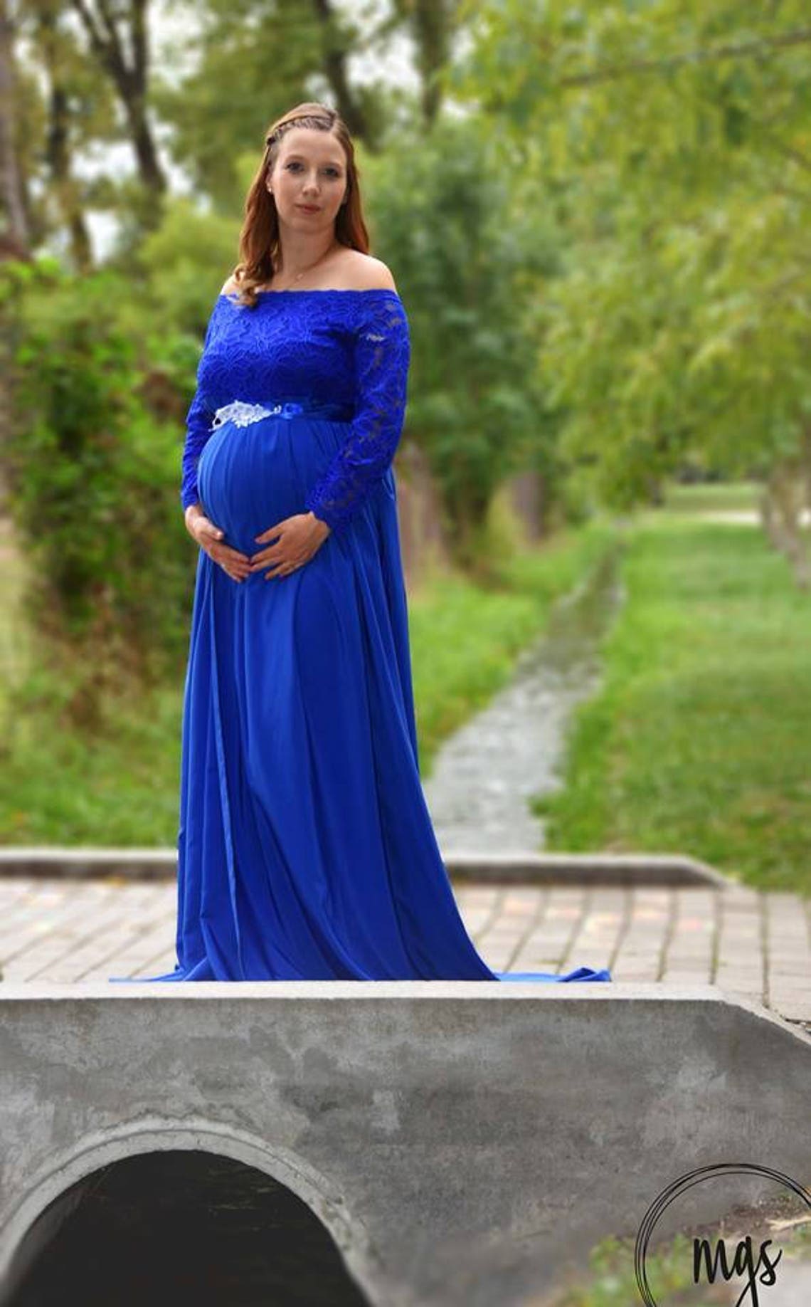 Royal Blue Full Lenght Jersey Maternity Dress For Photo Shoot Etsy