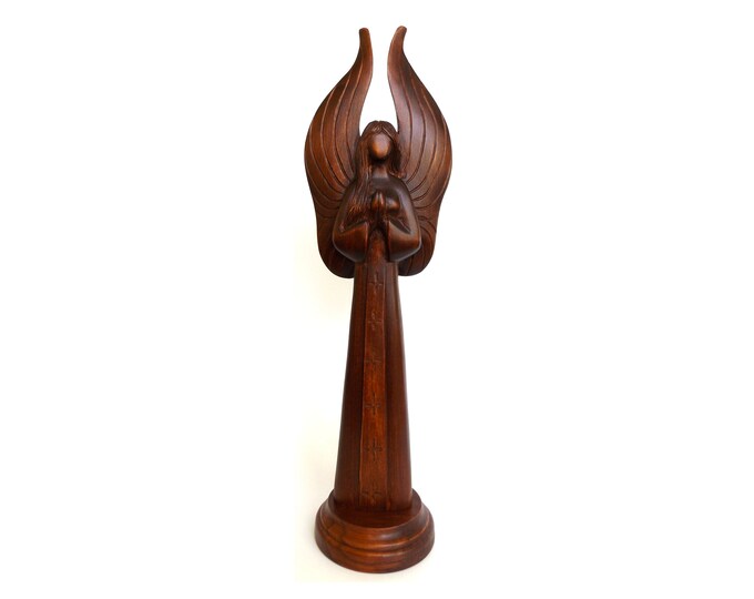 Wood Sculpture praying Angel Hand Carved Statue Wedding - Etsy