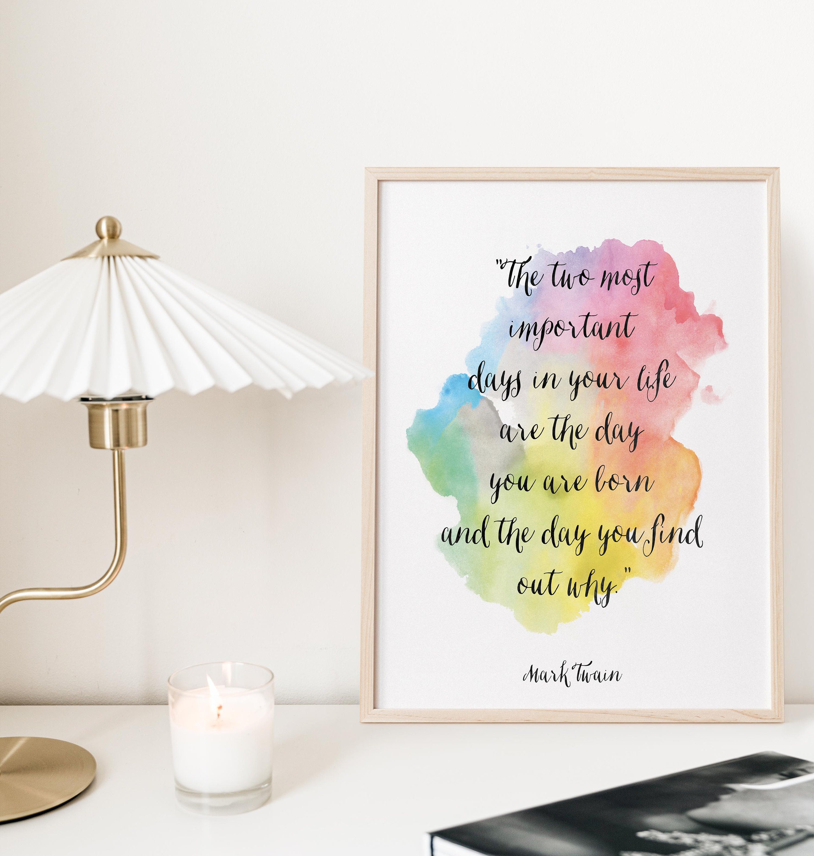 Mark Twain Quote Poster "two Most Important Days" Inspirational Print ...