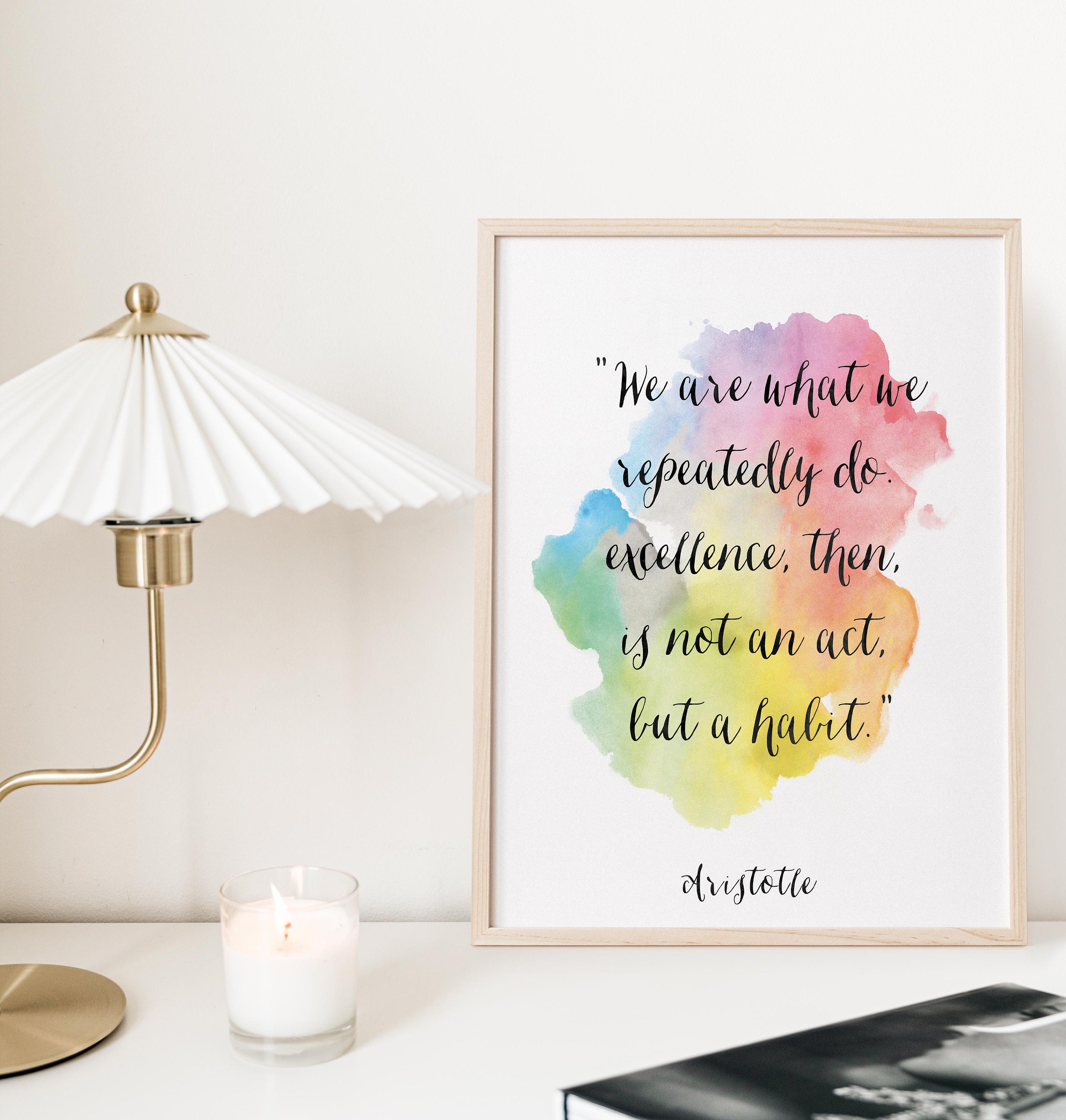 Aristotle Poster Quote "excellence is a Habit" Watercolor Artwork ...
