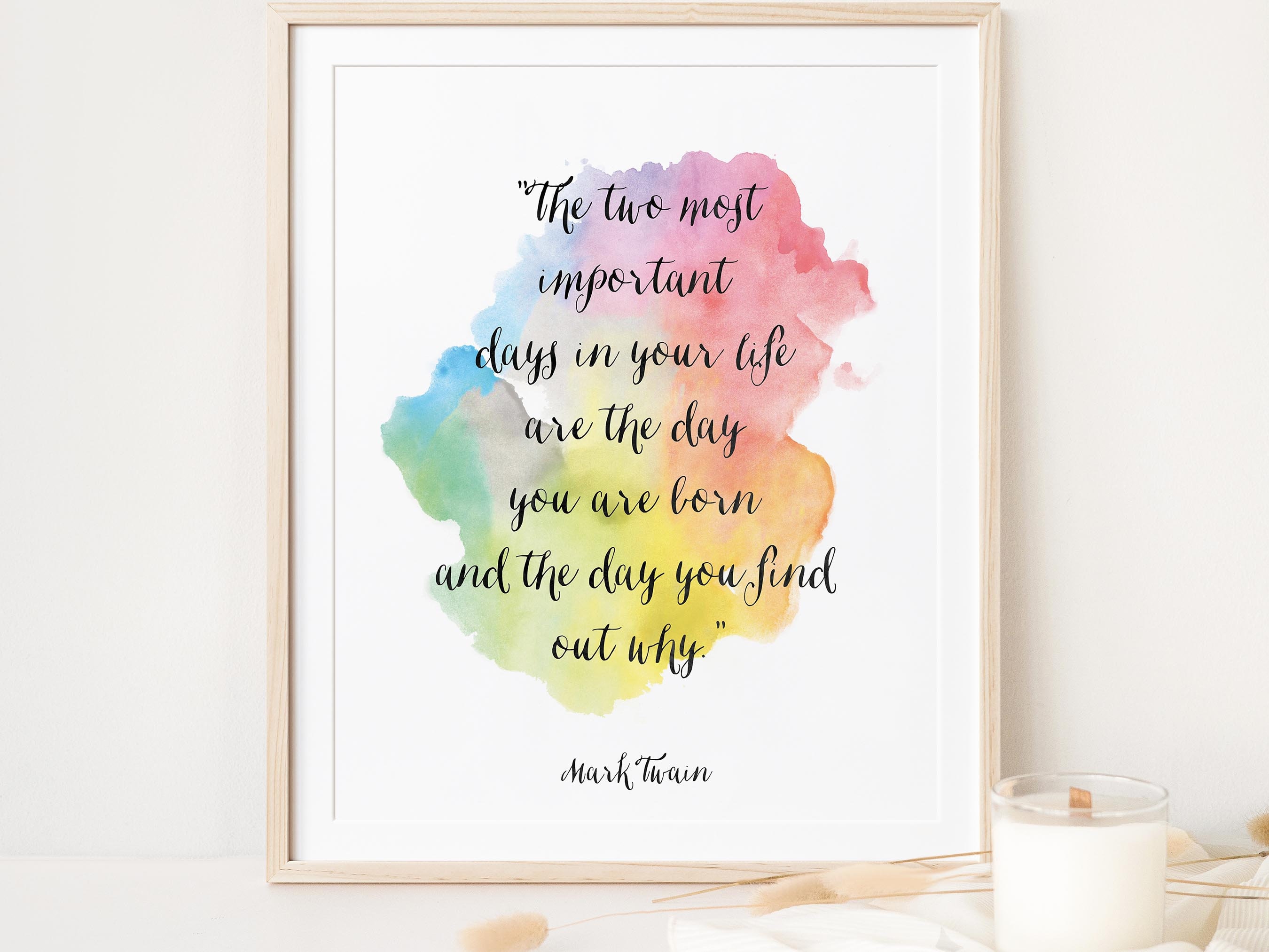 Mark Twain Quote Poster "two Most Important Days" Inspirational Print ...